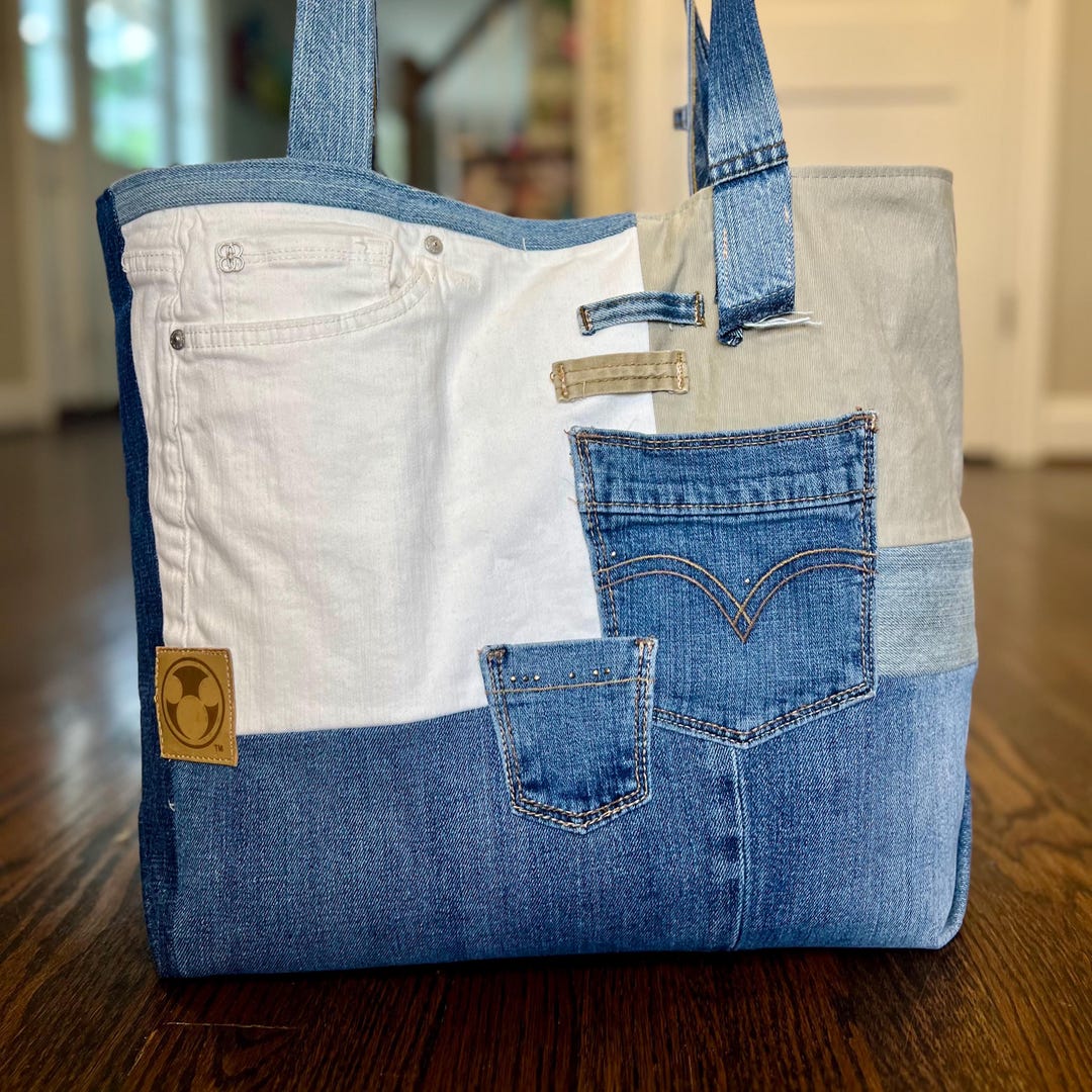 Denim Tote Bag, Jean Shopper, Denim Purse, Shoulder Bag, Jean Handbag ...