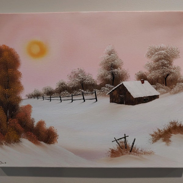 Bob Ross Winter Painting - Etsy