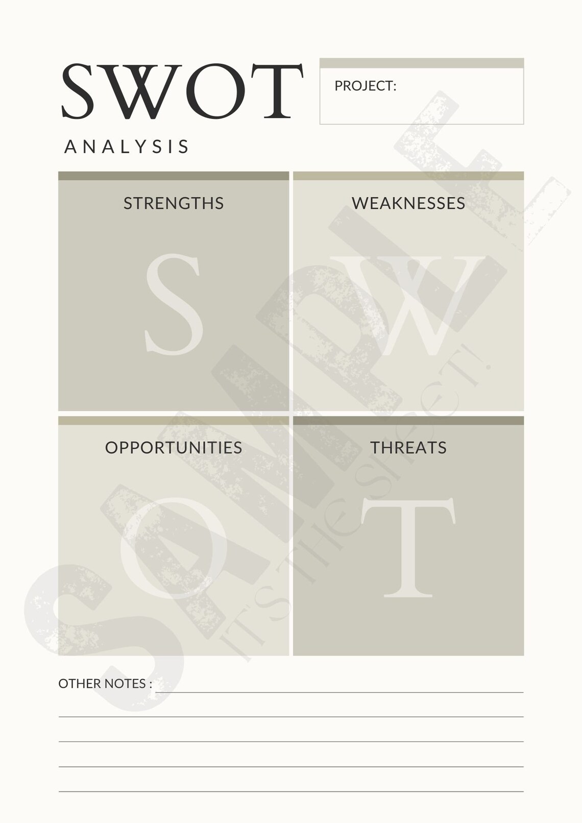 SWOT Analysis Printable/digital Worksheet. Instant Download, PDF ...