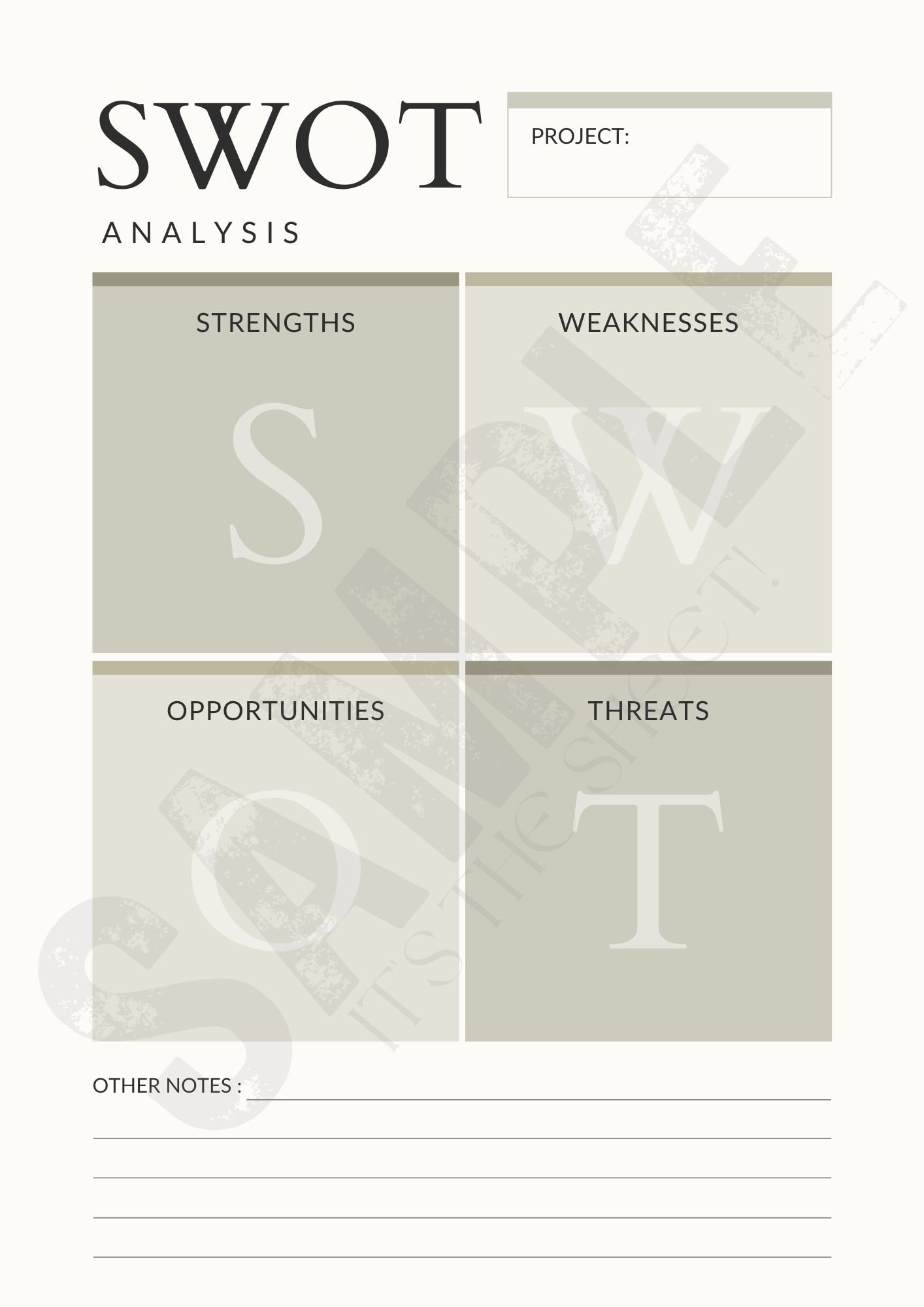 SWOT Analysis Printable/digital Worksheet. Instant Download, PDF ...