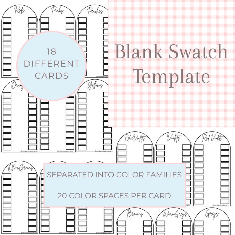 Blank Swatch Cards Template, PDF Instant Digital Download, Marker Color ...