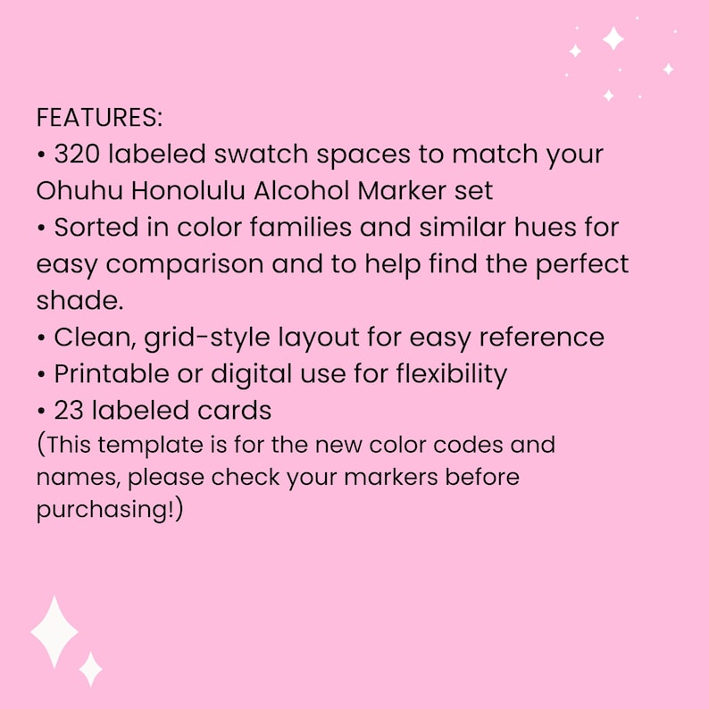 Ohuhu Honolulu 320 Set Swatch Cards Template, NEW Color Codes, PDF ...