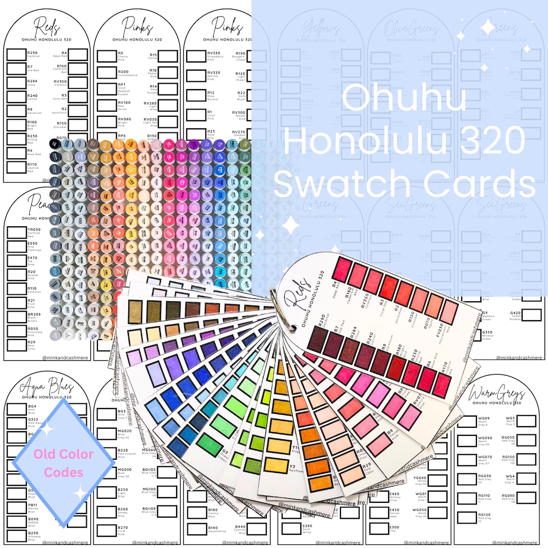 Ohuhu Honolulu 320 Set Swatch Cards Template, PDF Instant Download ...