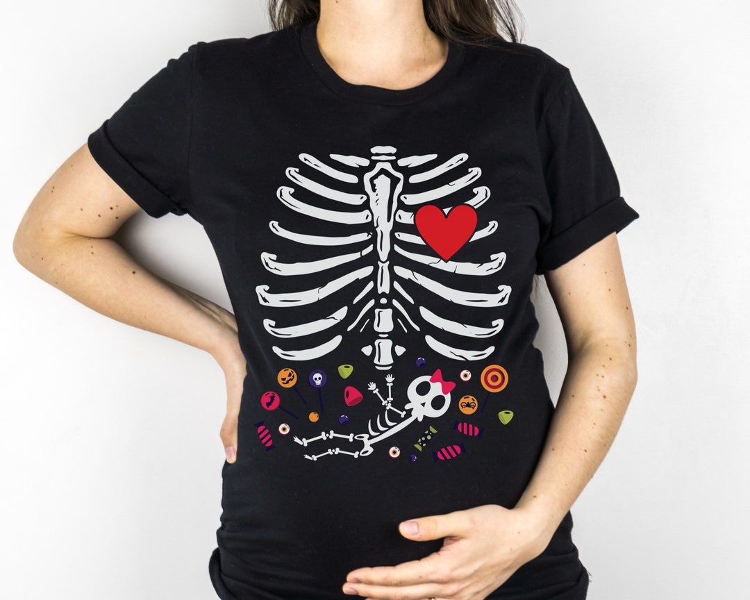 Halloween Pregnancy T-shirt, Skeleton Maternity Tshirt, Baby Skeleton ...