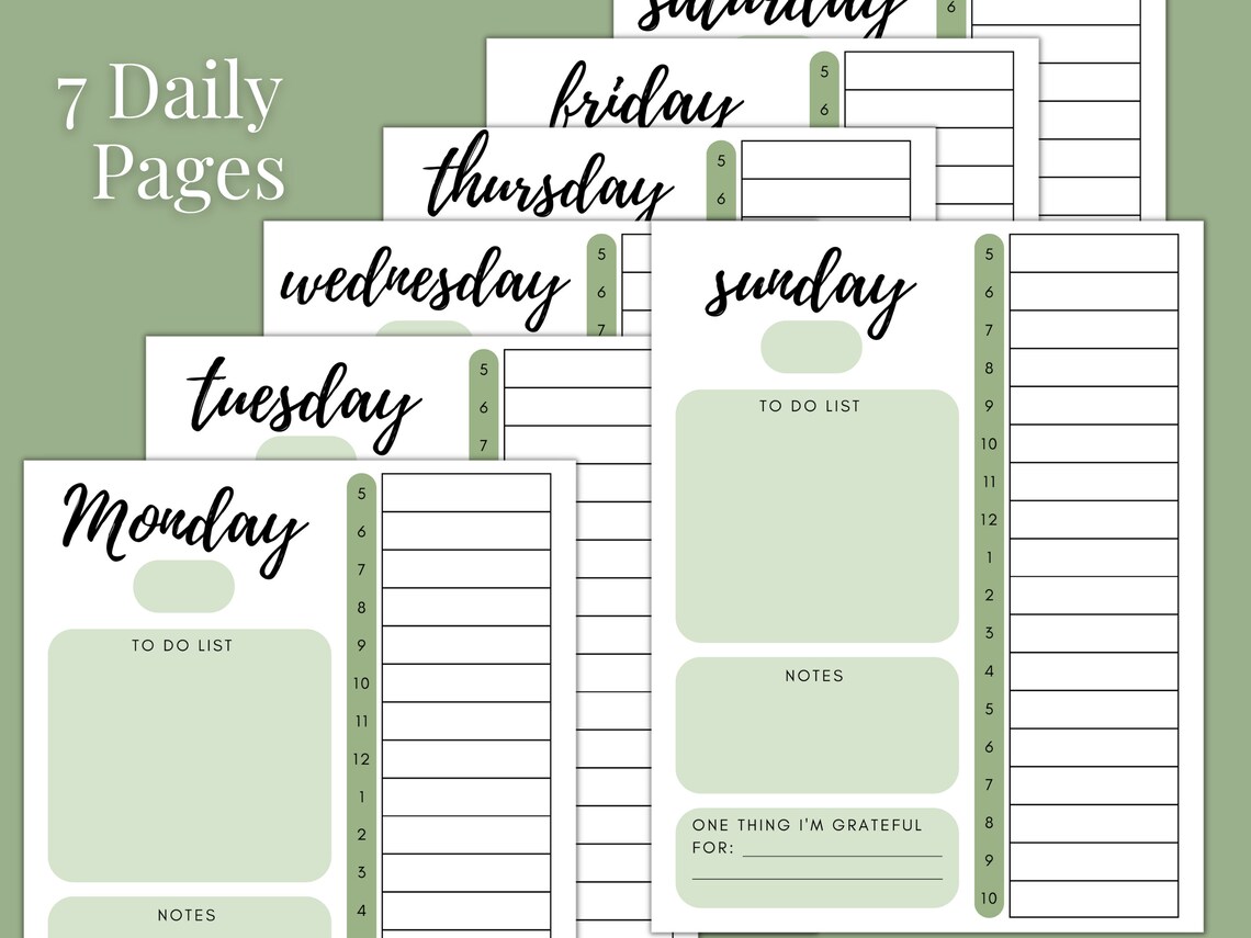 Sage Green 10 Page Planner Printable Monthly Calendar Basic - Etsy