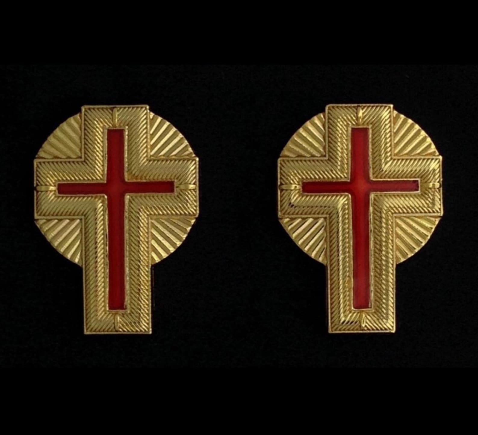 Knights Templar Past Commander Collar Crosses Pair Gold Plated ...