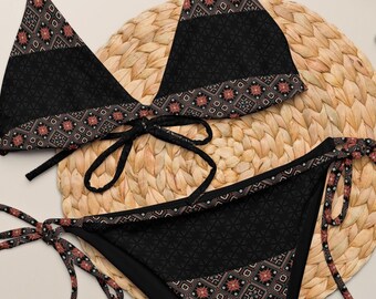 Navajo Aztec Recycled String Bikini Set, Southwest Navajo Clothing ...