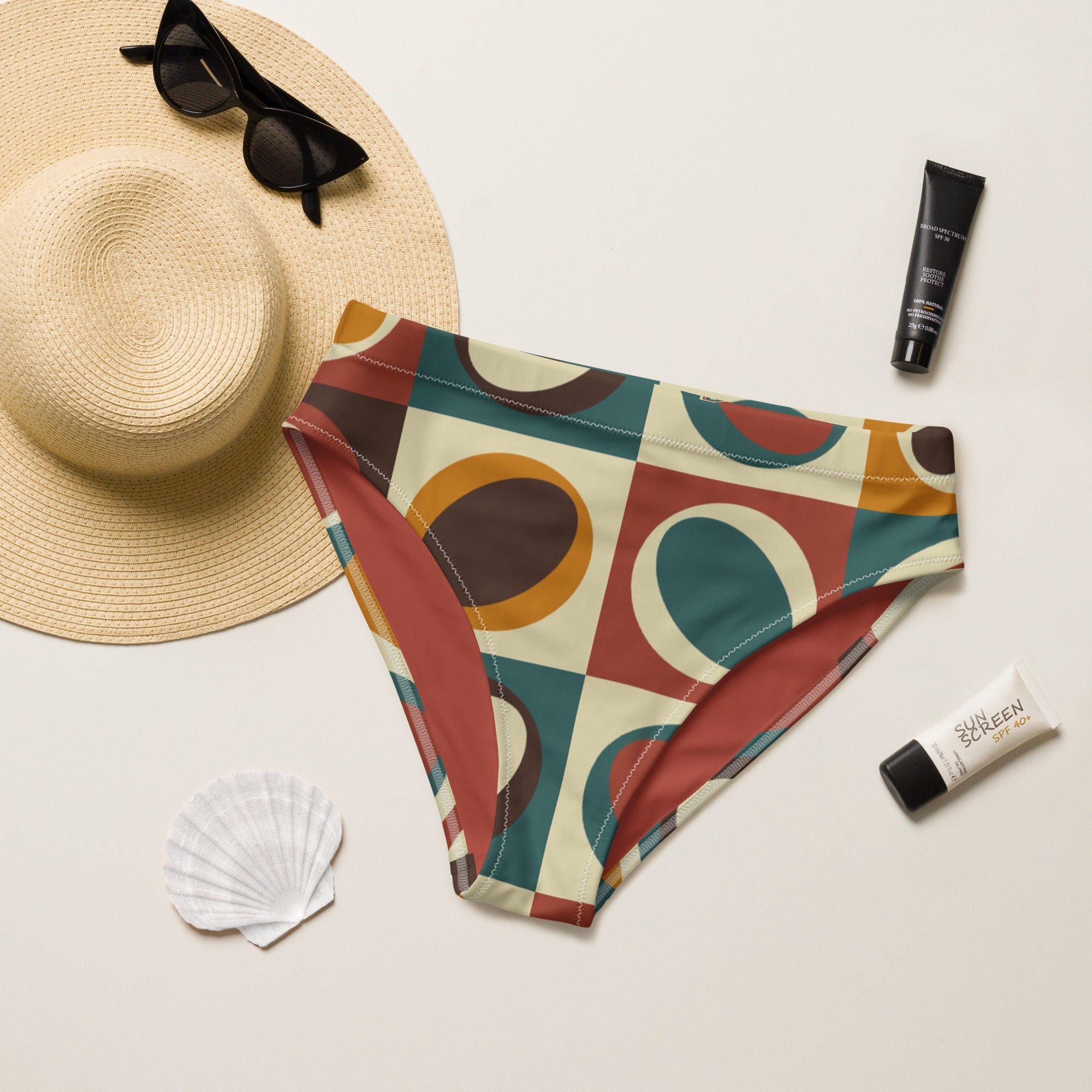 Geometric Shapes in Retro Colors Recycled Bikini Bottom, Aesthetic ...