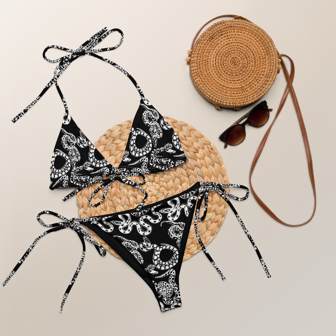 Recycled String Bikini Set Mystic Cobra, Animal Print Bikini, Aesthetic ...