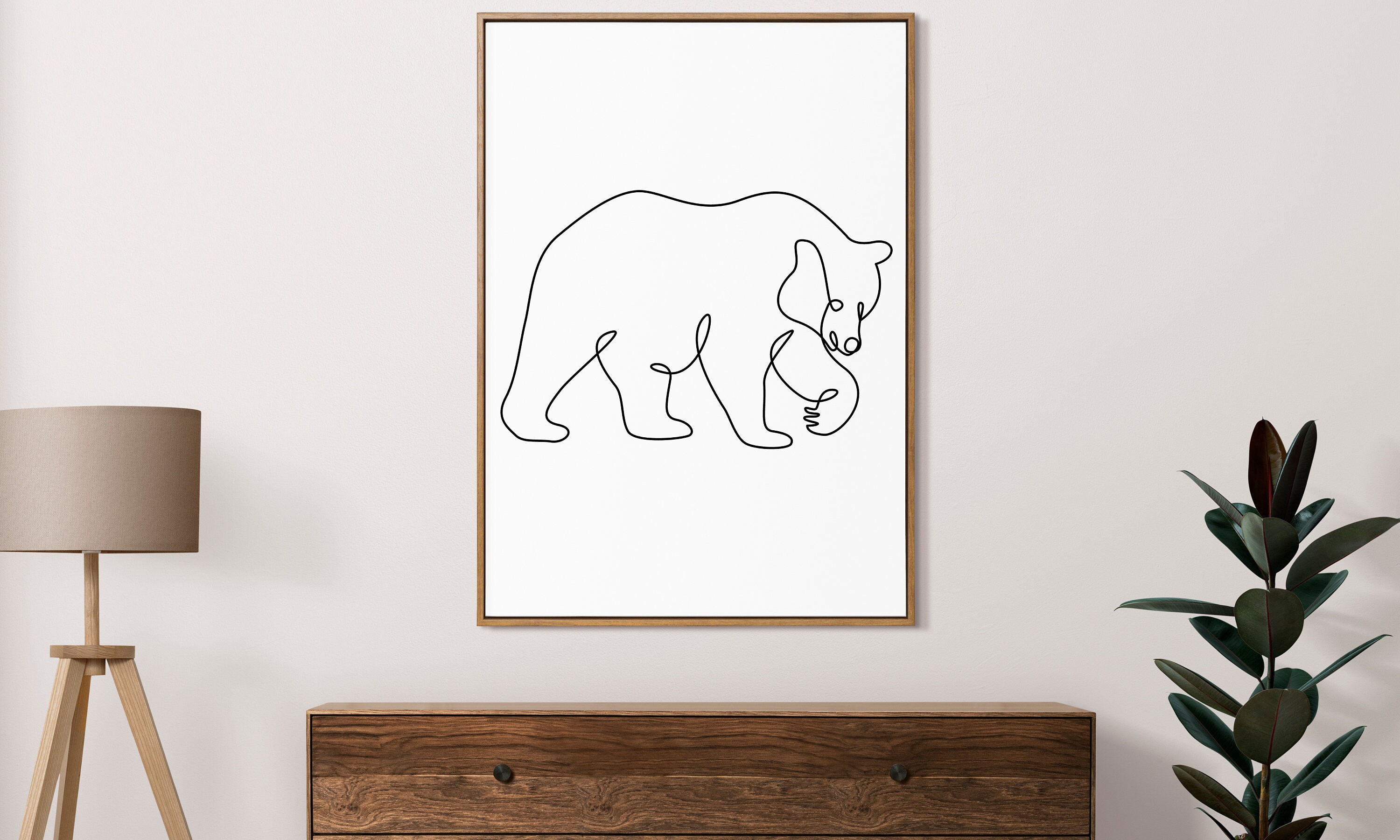 One Line Bear Art, Minimalist Printable Bear One Line Drawing Decor ...