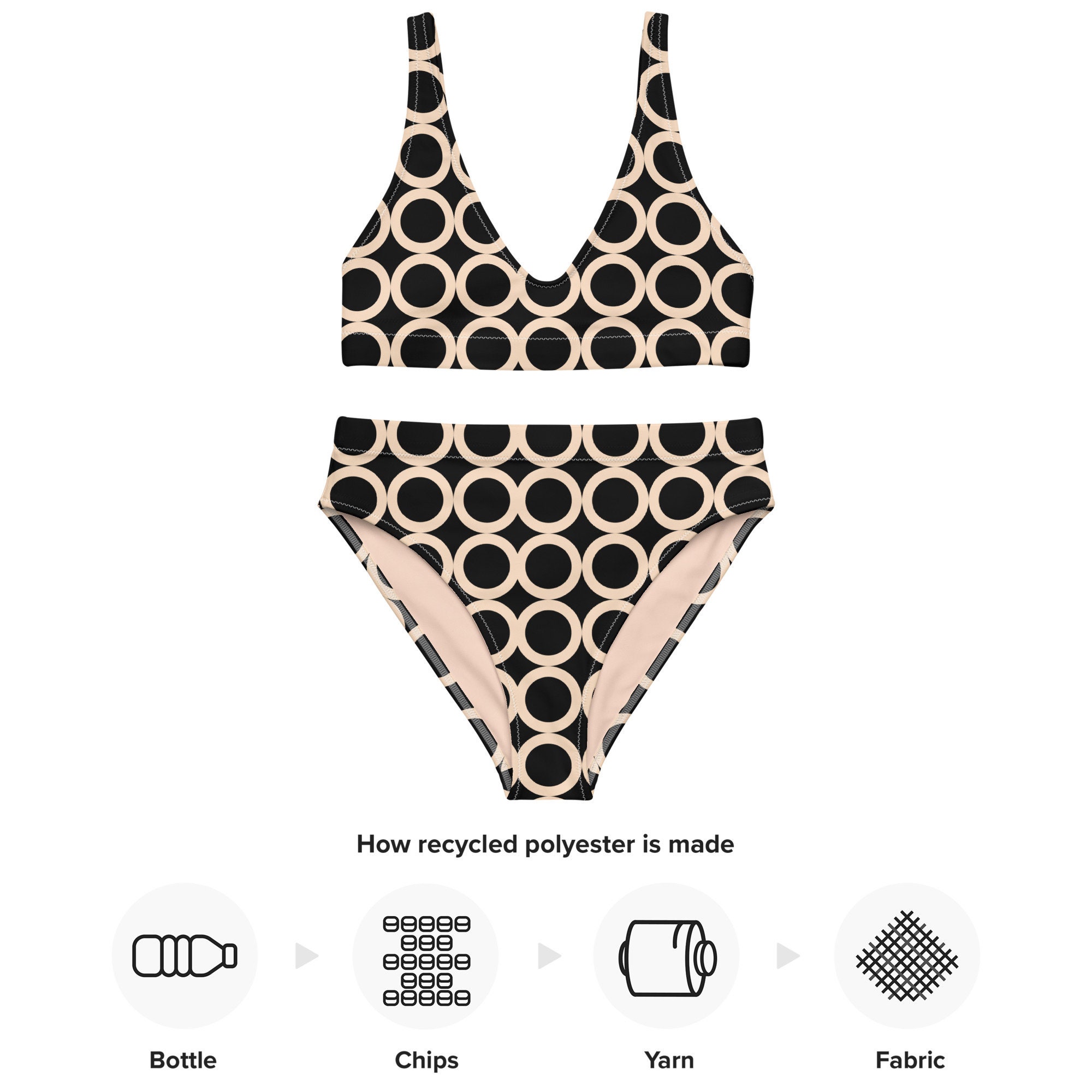 Circle Geometric Vintage Bikini Cute Recycled High-waisted Bikini ...