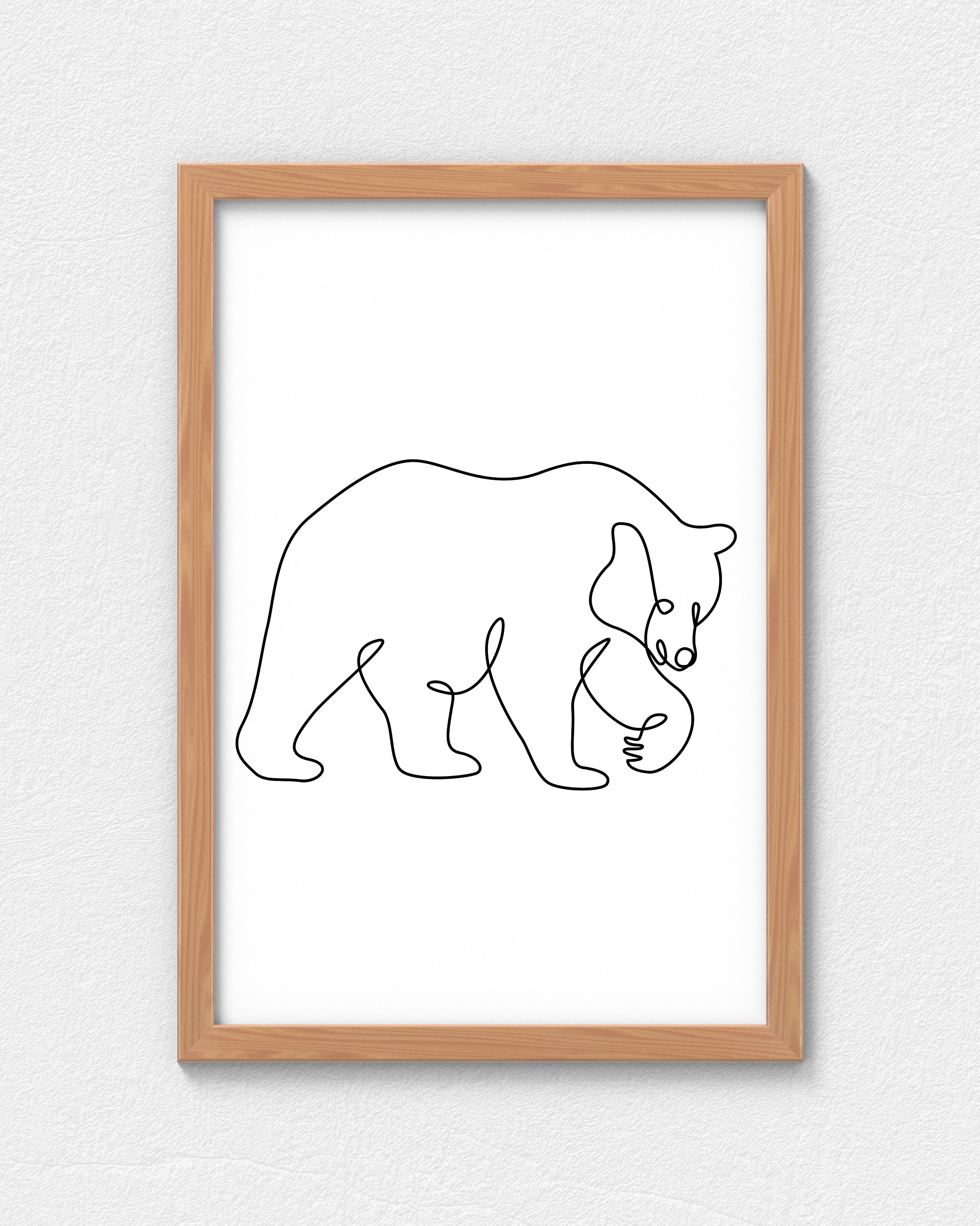 One Line Bear Art, Minimalist Printable Bear One Line Drawing Decor ...