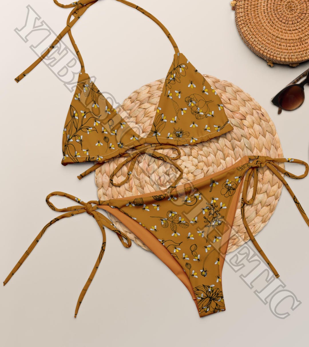 Save the Bees Recycled String Bikini Set, Vacation Swimwear ...