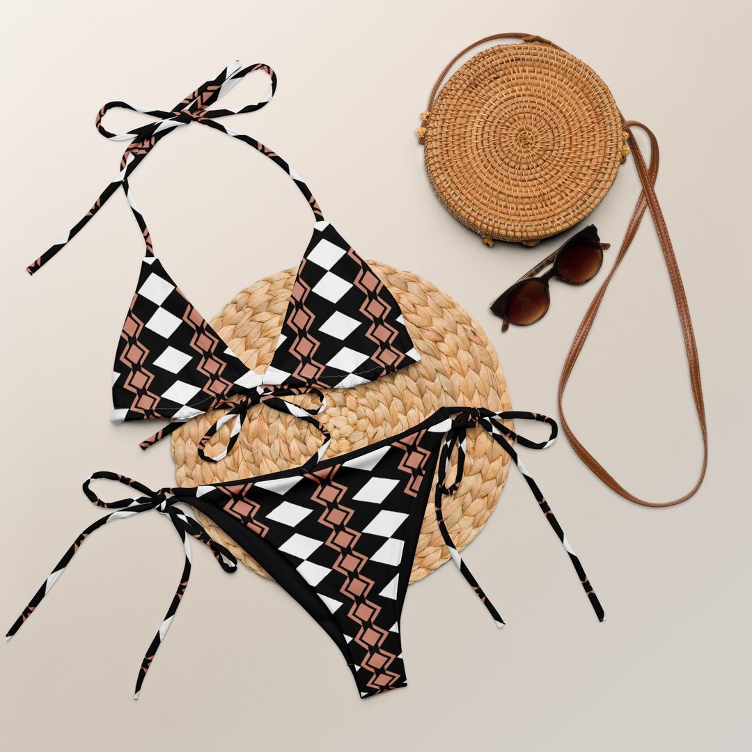 Navajo Aztec Recycled String Bikini Set, Southwest Navajo Clothing ...