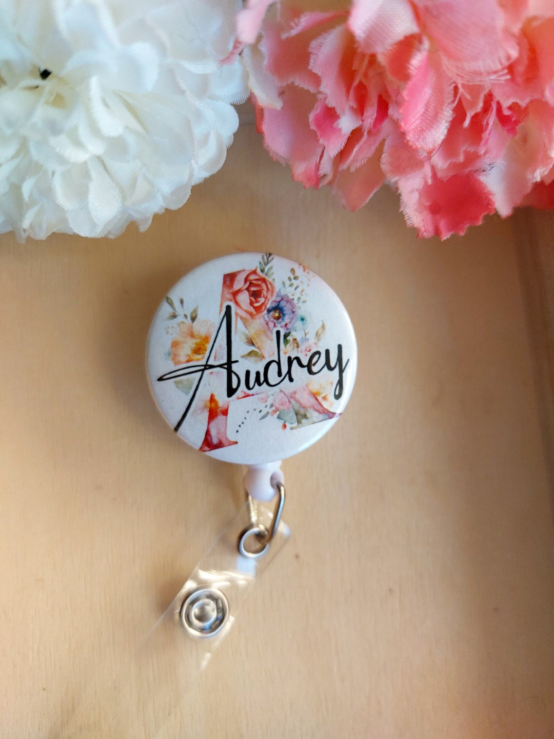 Personalized Floral Badge Reel, Custom Nurse Badge Reel ID Holder - Etsy