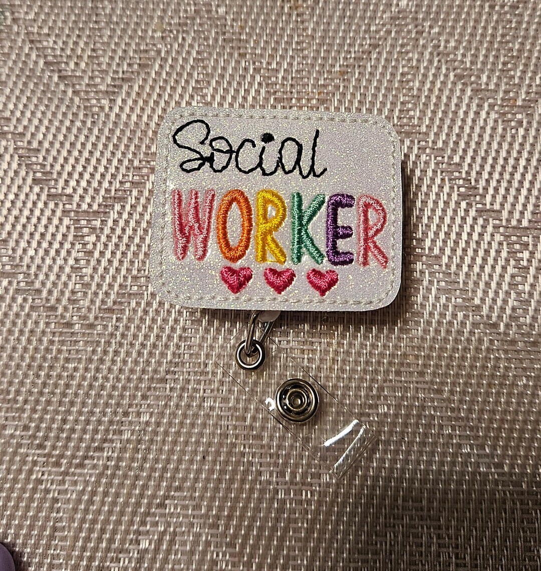 Social Worker Badge Reel, Retractable Reel , ID Holder, Medical Badge ...