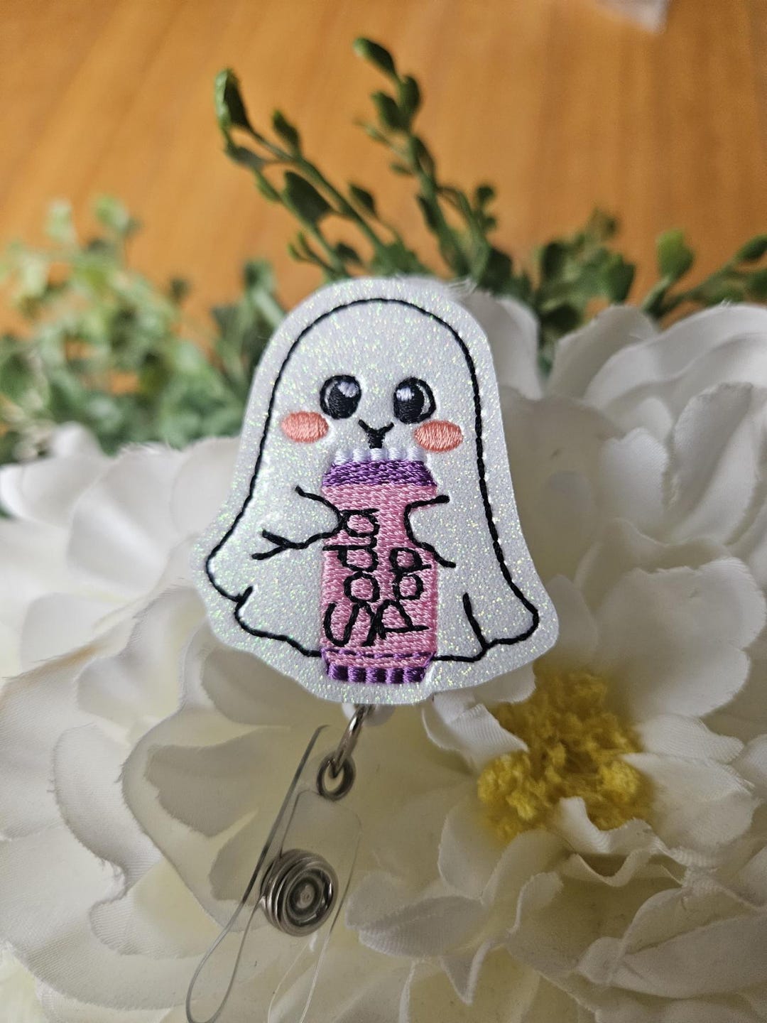 Ghost Soda Pop Embroidered Badge Reel, Retractable ID Holder - Etsy