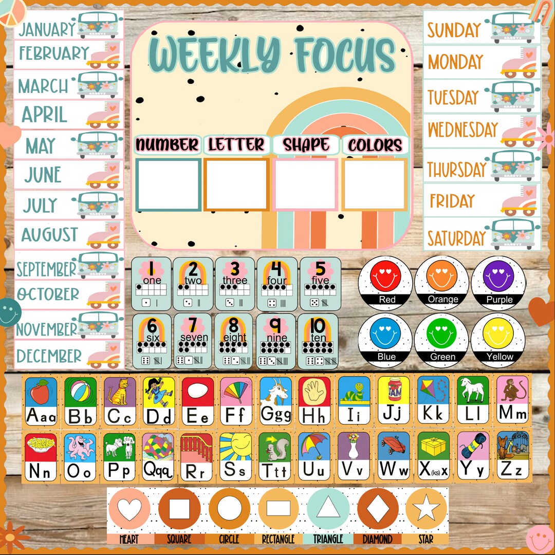3 Sizes, Groovy Theme Learning Wall, Classroom Set Up, School Ready ...