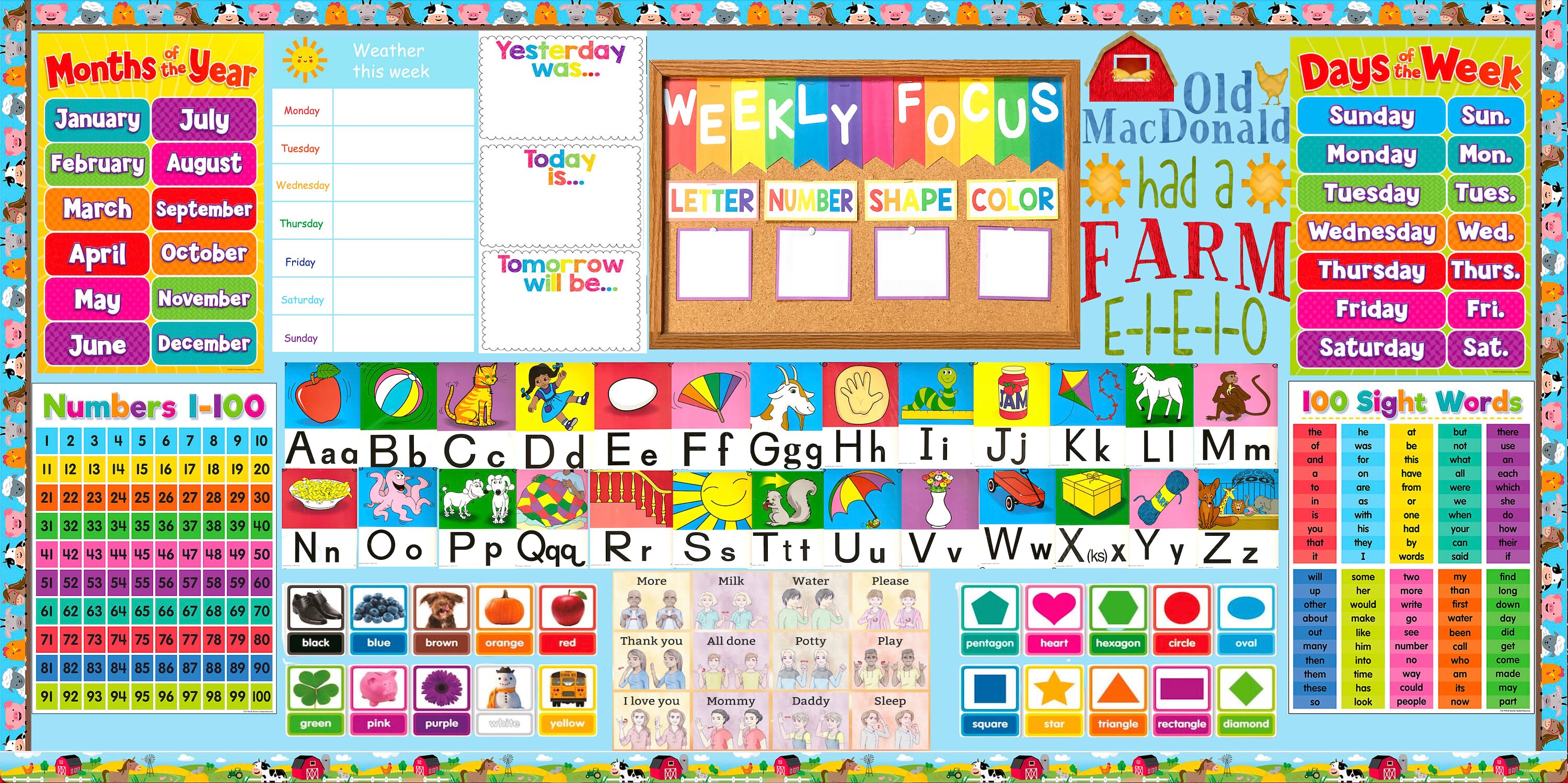 4x8 Toddler Learning Board, Learning Wall, Classroom Set Up, School ...
