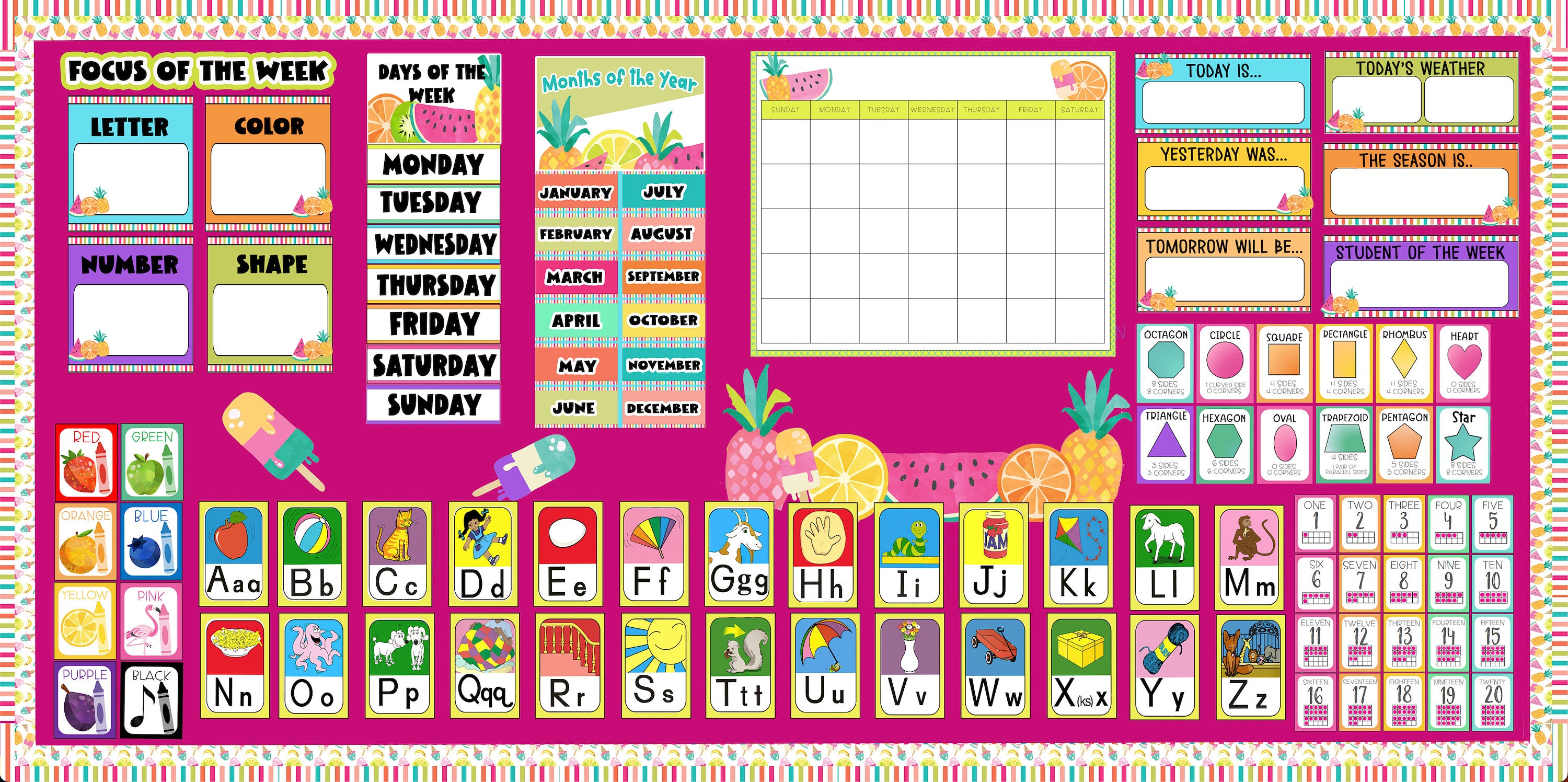 3 Sizes, Fun Fruit Theme , Classroom Set Up, School Ready Boards High ...