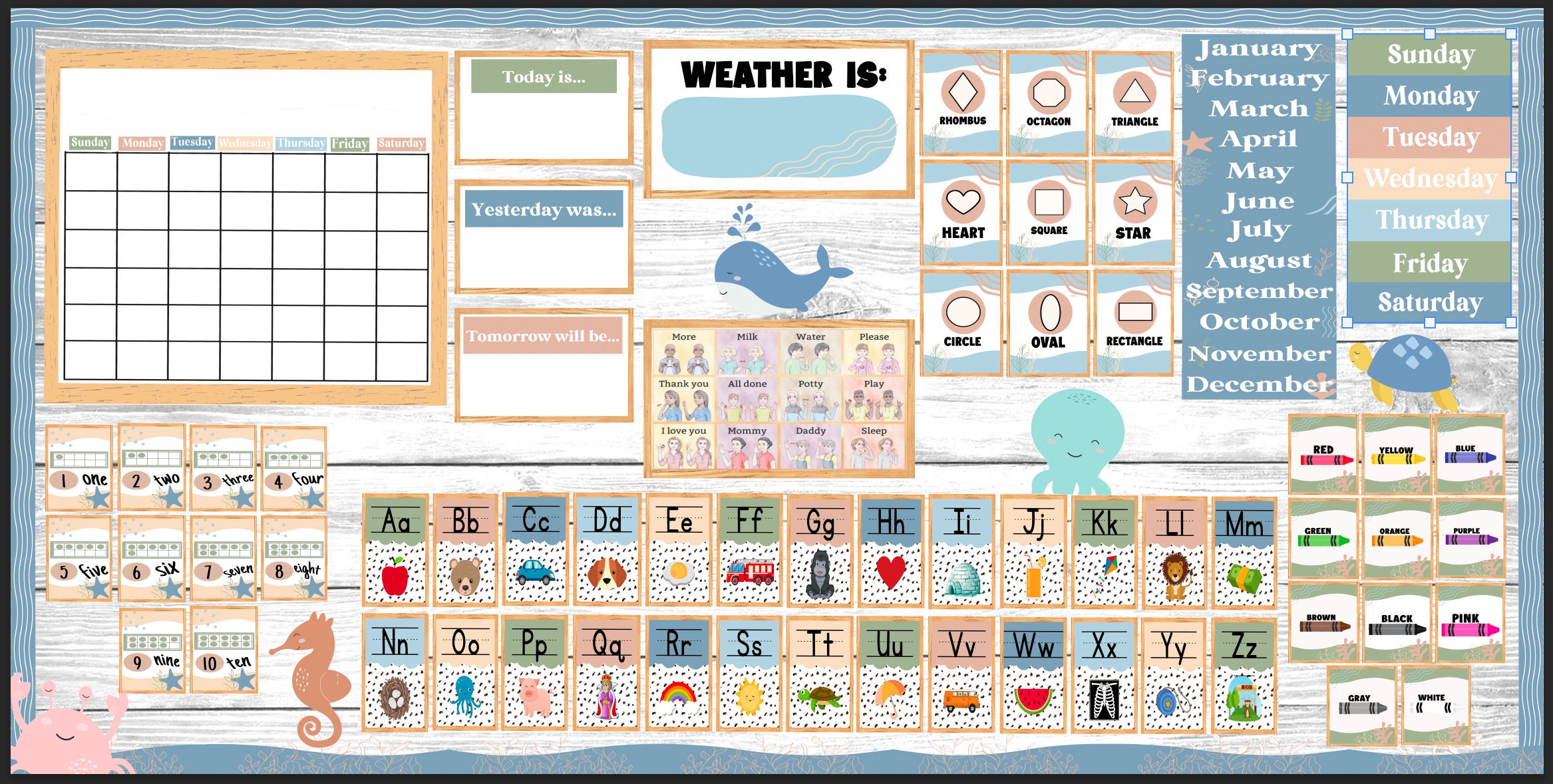 NEW Ocean Boho Theme Learning Wall, Classroom Set Up, School Ready ...