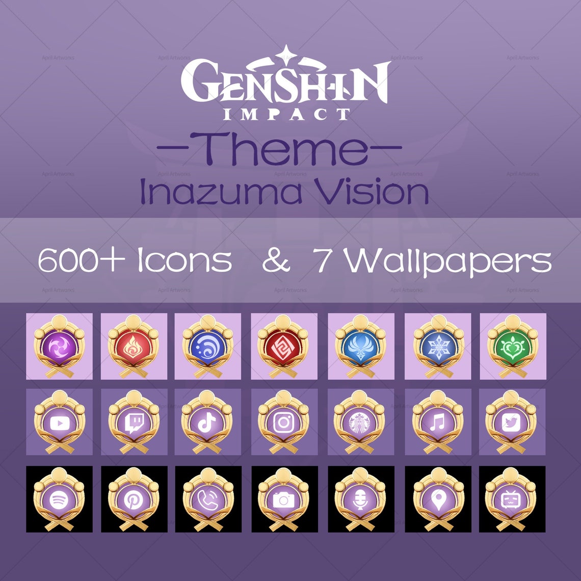 Genshin Impact IOS APP Icons | Inazuma Theme Icons | Inazuma Vision ...