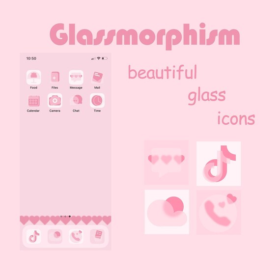 Pink Glassmorphism Icons 3D IOS Icons Cute Icons Digital | Etsy