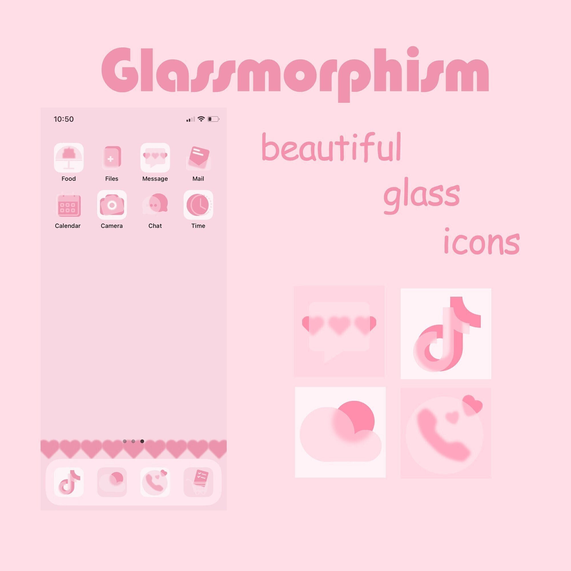 Pink Glassmorphism Icons | 3D IOS Icons | Cute Icons | Digital ...