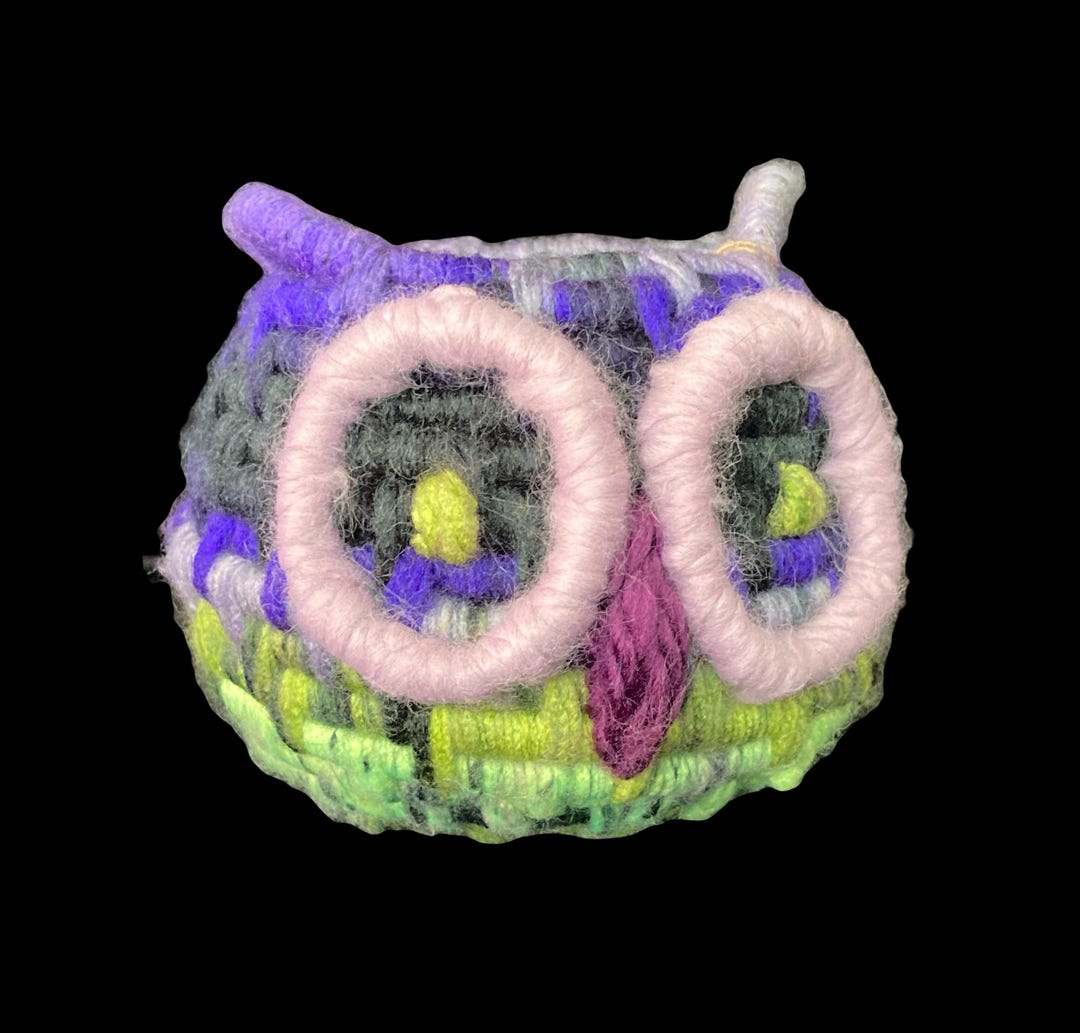 Hand-woven Petite Purple and Green Owl Basket - Etsy
