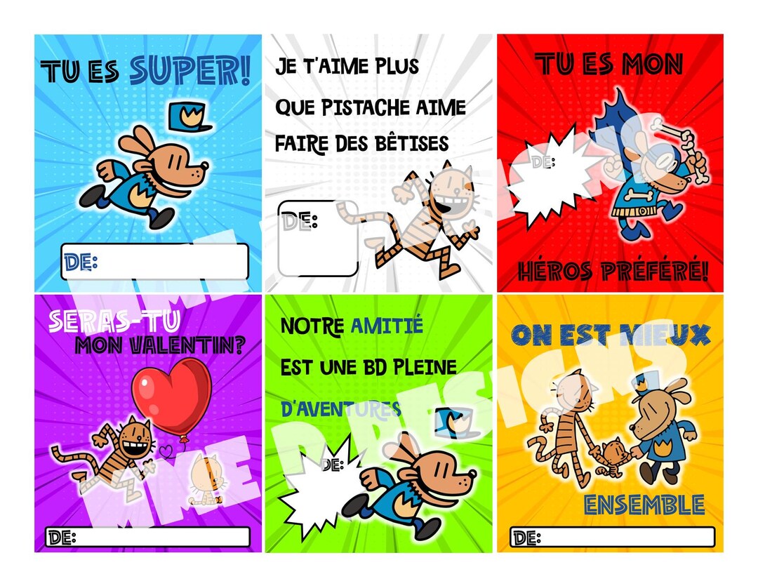 FRENCH Cute Super Chien, Dogman, Cartes, Printable ,download, Pdf ...