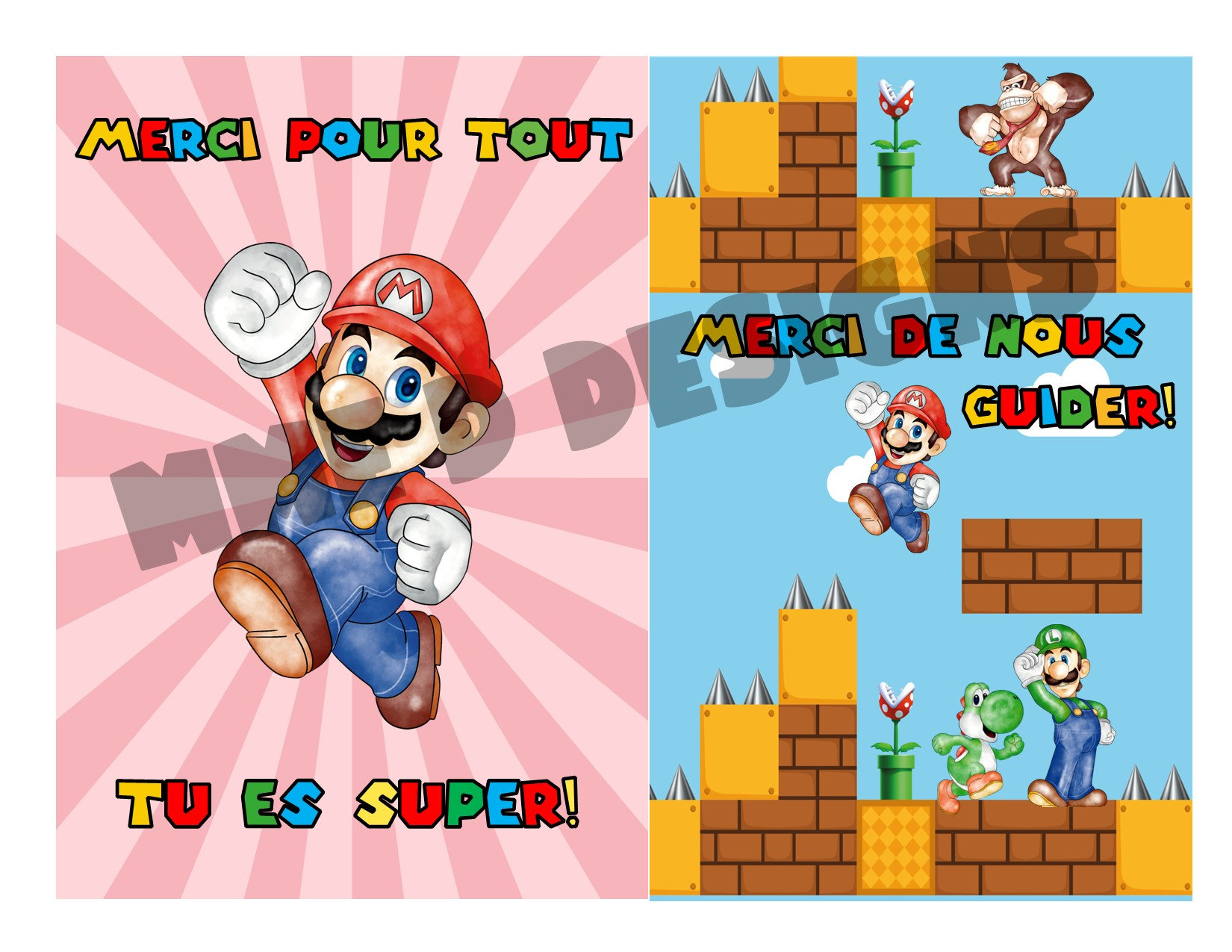 FRENCH Cute MARIO, YOSHI, Cartes, Printable ,download, Pdf, Valentine's ...