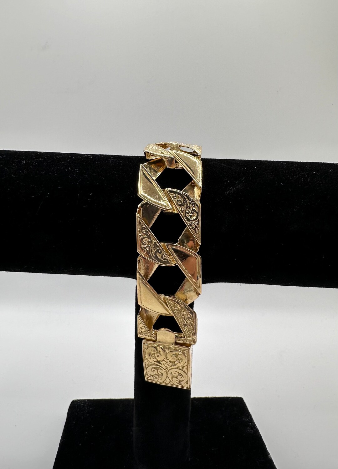 Heavy 9ct Gold on Silver 22mm Chaps/curb Old School Full Pattern Mens ...