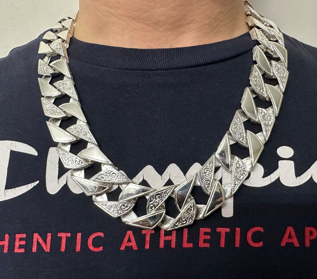 Huge Stunning 925 Sterling Silver 24mm Chaps/curb Old School Chain. All ...