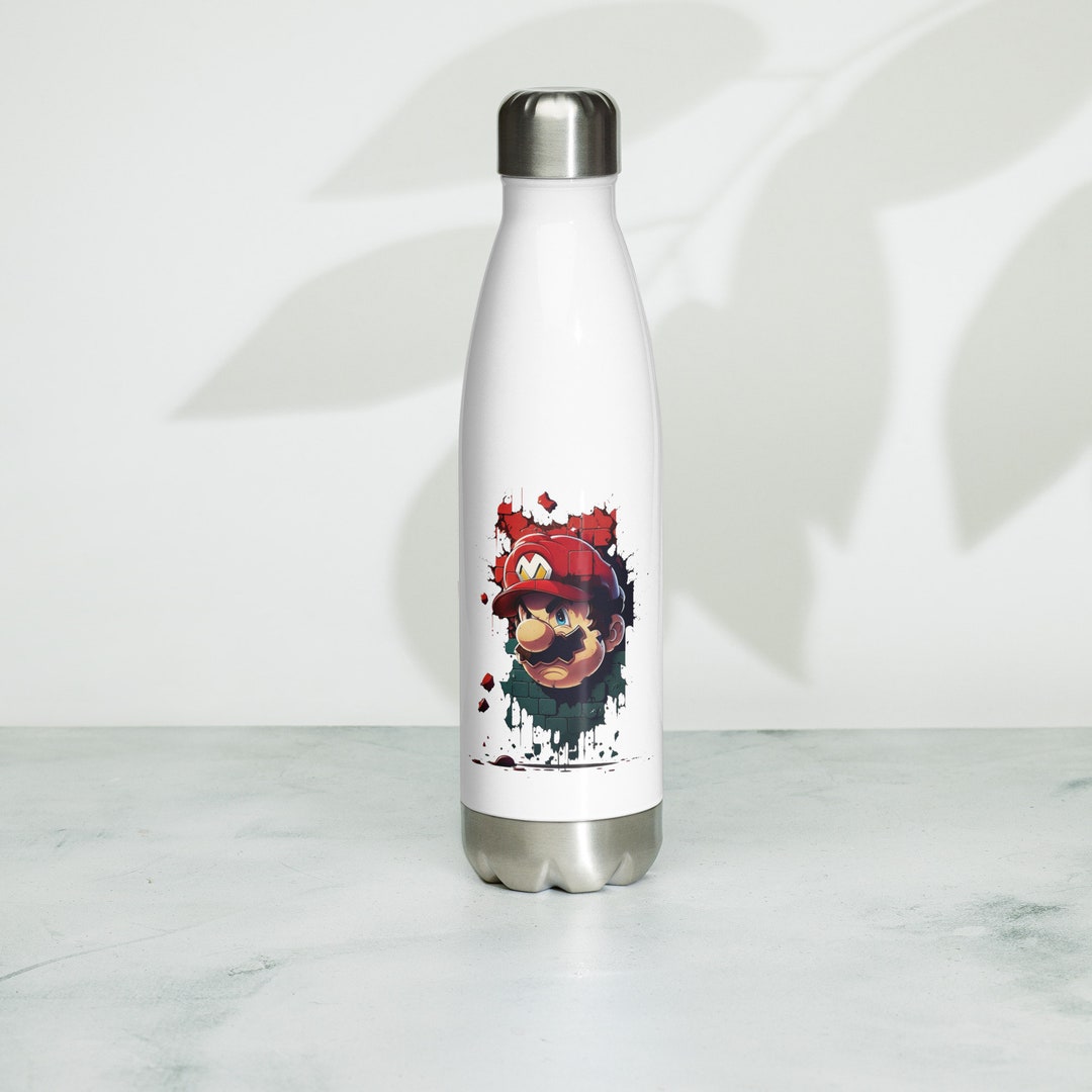 Mario Block Art Stainless Steel Water Bottle - Quench Your Thirst With ...