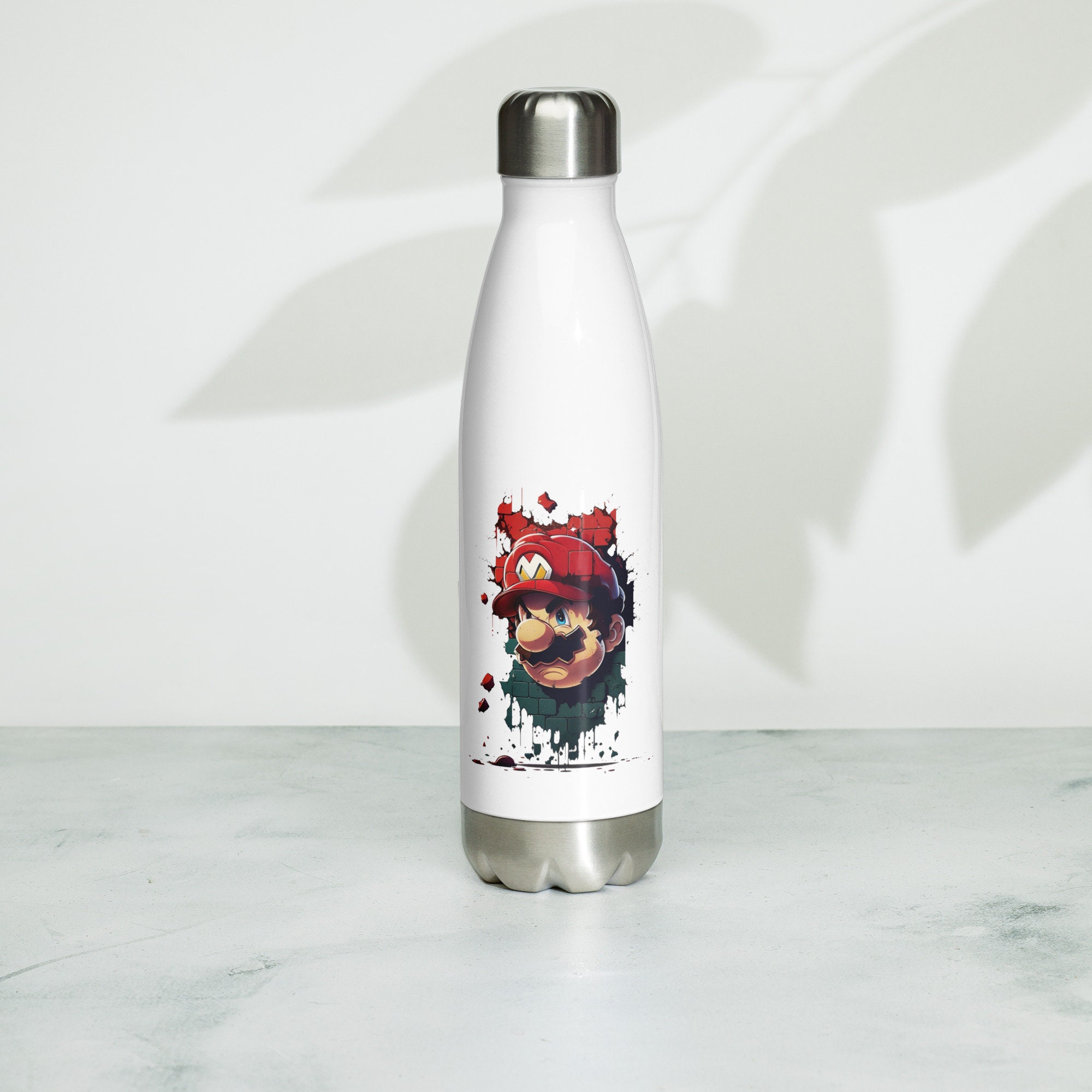 Mario Block Art Stainless Steel Water Bottle - Quench Your Thirst With ...