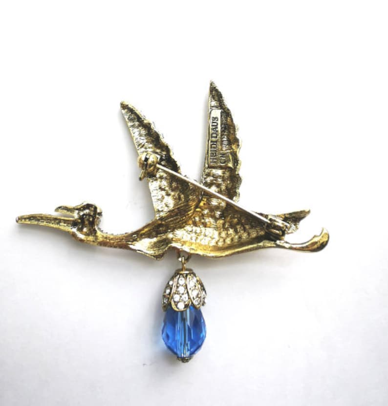 Heidi Daus Bird Stork Light Blue Crystals Brooch Pin Vintage ...