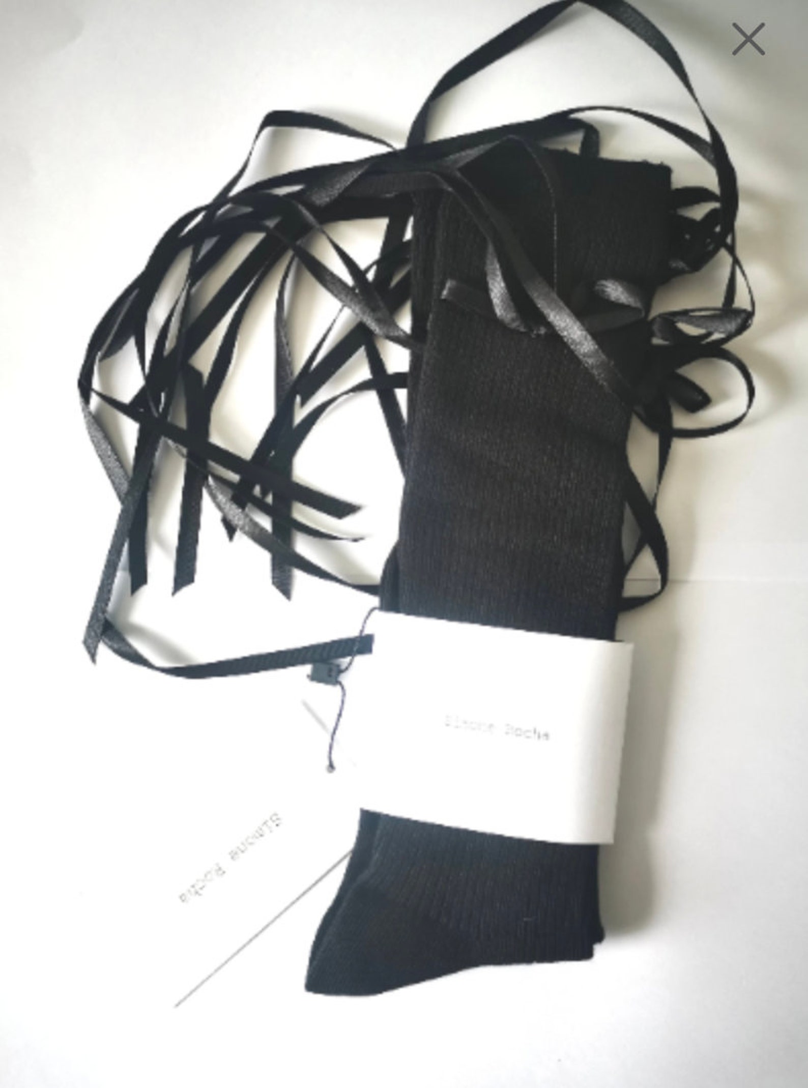 Simone Rocha Black Ribbon Long Calf Socks Women Socks Runway Socks ...