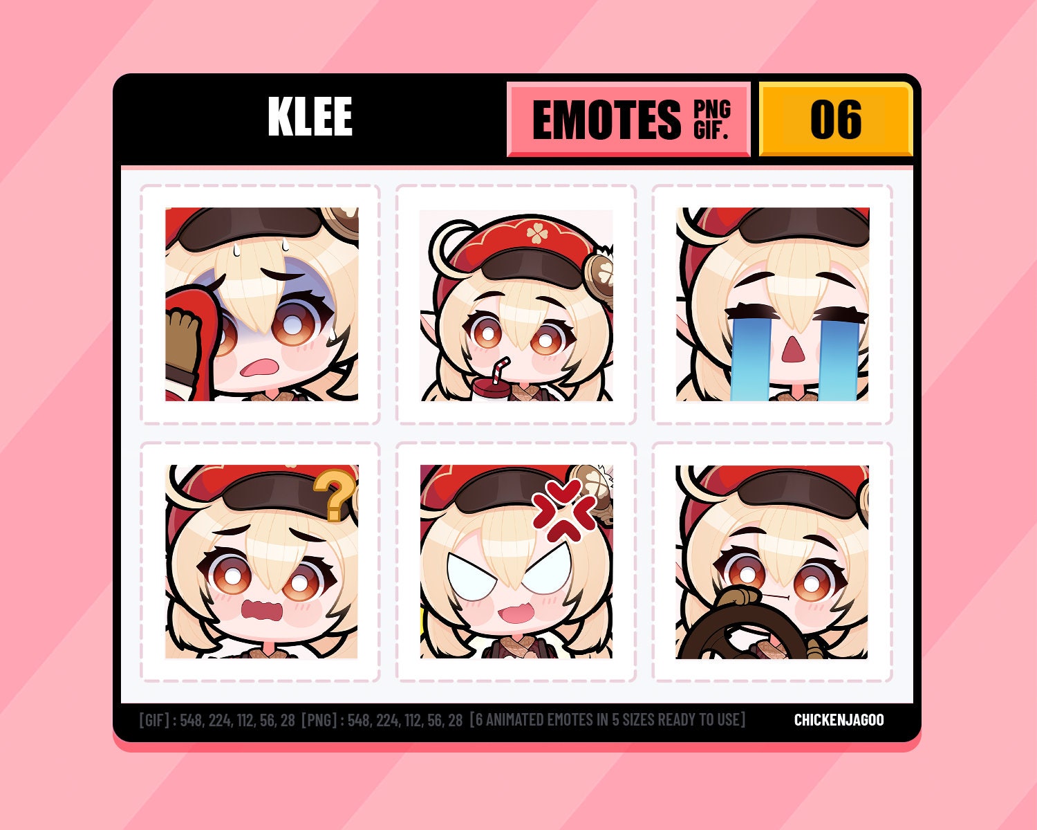 Genshin Klee Emote Pack 06 Twitch Emote Discord Emote - Etsy