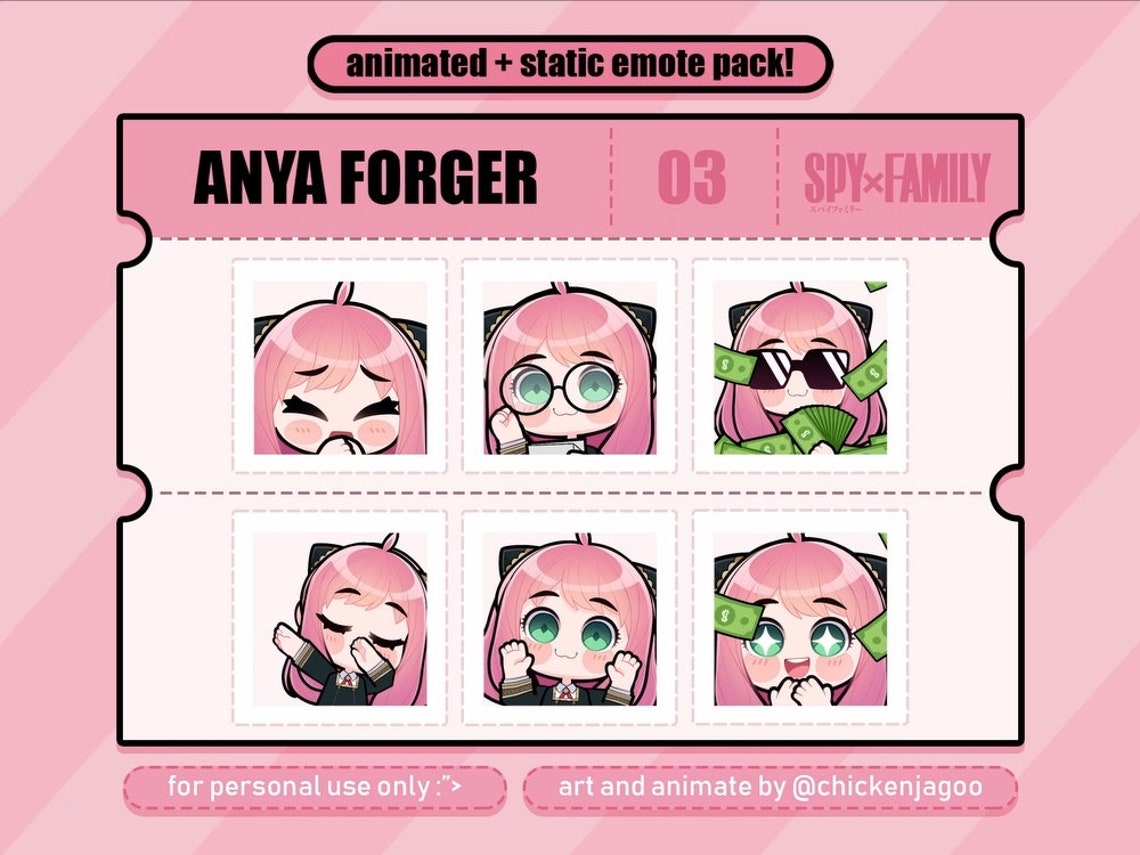 Anya Animated Emotes Pack 03 Emot Twitch - Etsy