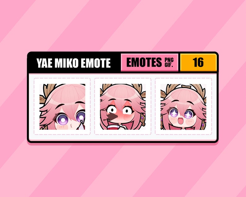 Genshin Yae Miko 3 Emote Pack 16 Twitch Emote Discord Emote - Etsy