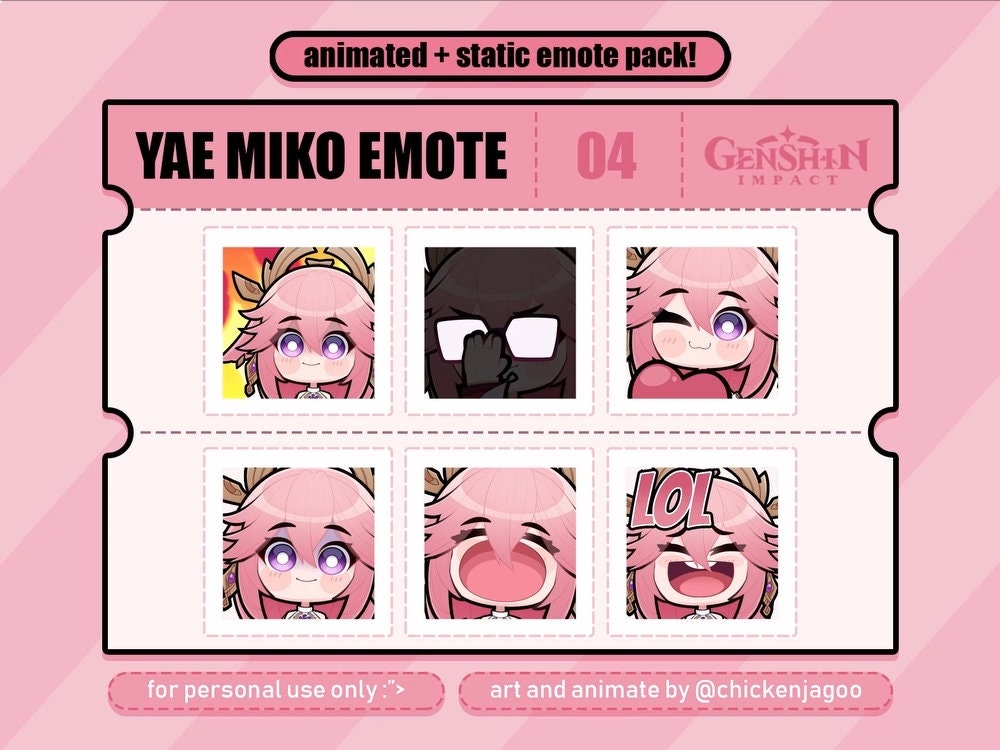 Genshin Yae Miko Emote Pack 04 Twitch Emote Discord Emote - Etsy Genshin Yae Miko Emote Pack 04 Twitch Emote Discord Emote - Etsy