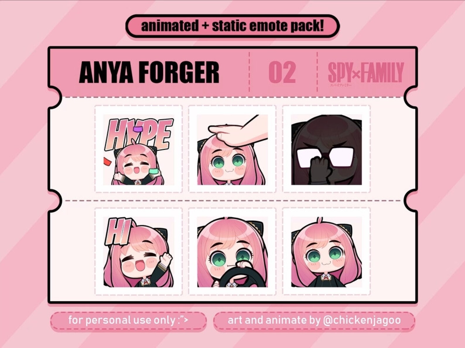 Anya Animated Emotes Pack 02 Emot Twitch - Etsy