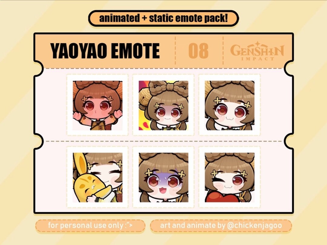 Genshin Yaoyao Emote Pack 08 Twitch Emote Discord Emote - Etsy