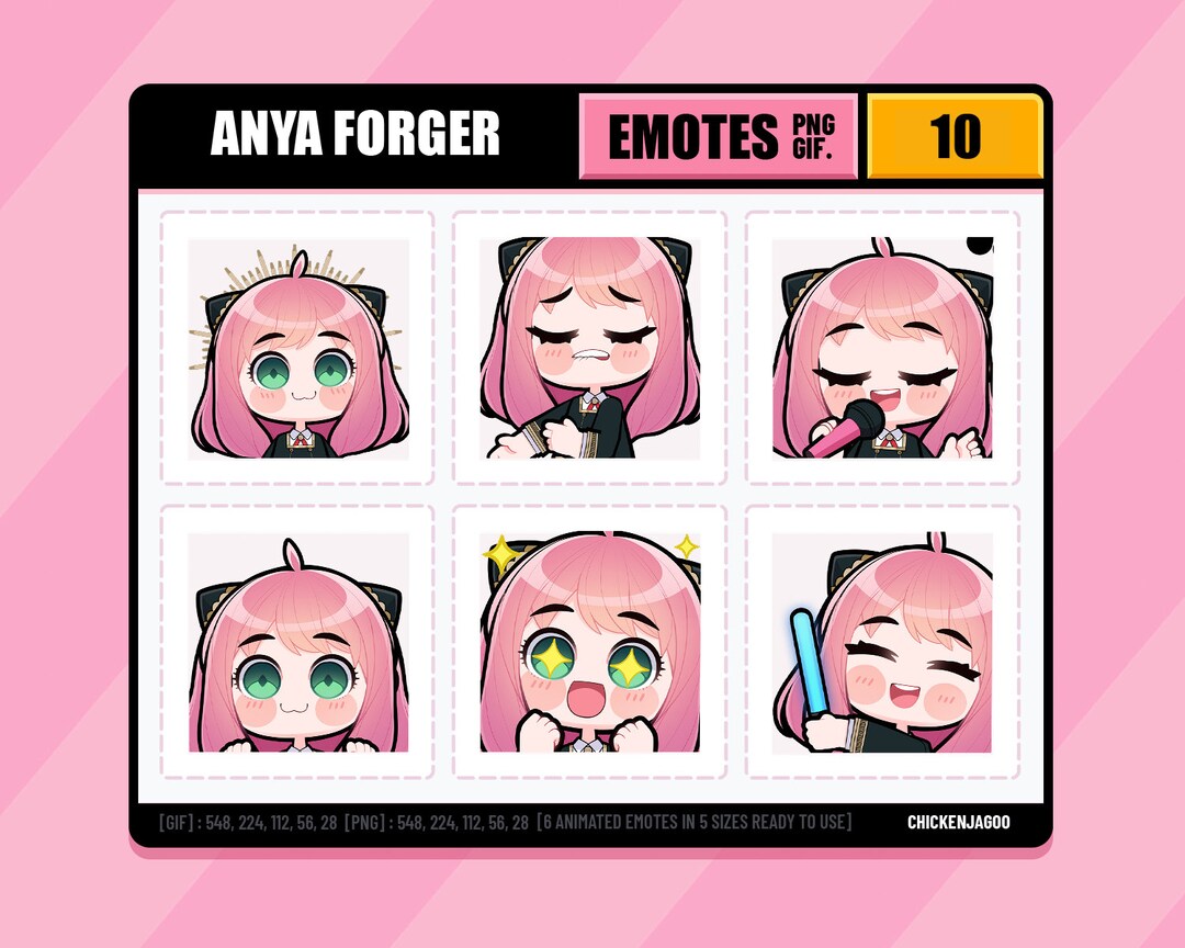 Anya Animated Emotes pack 10 / Emot Twitch - Etsy México