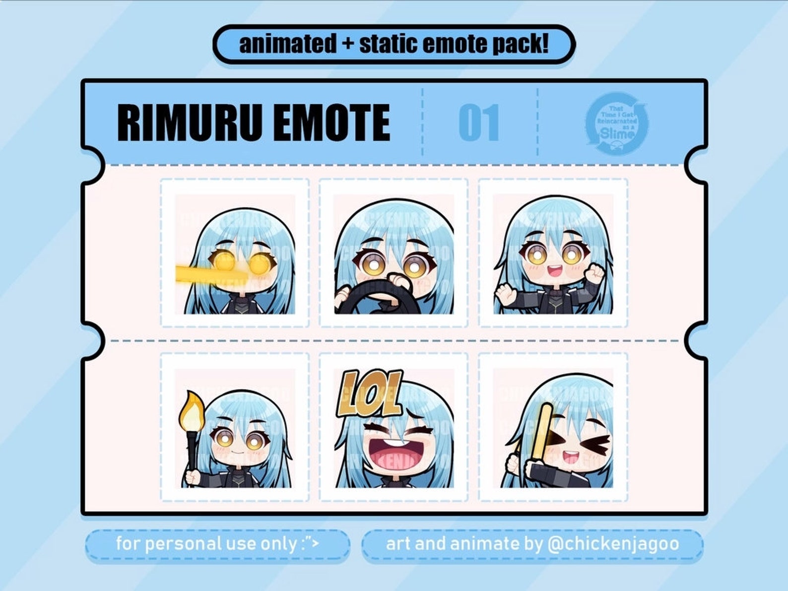 Rimuru Animated Emotes Pack 01 Emot Twitch - Etsy