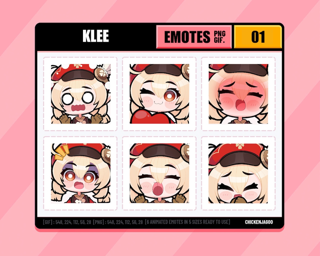 Genshin Klee Emote Pack 01 Twitch Emote Discord Emote - Etsy