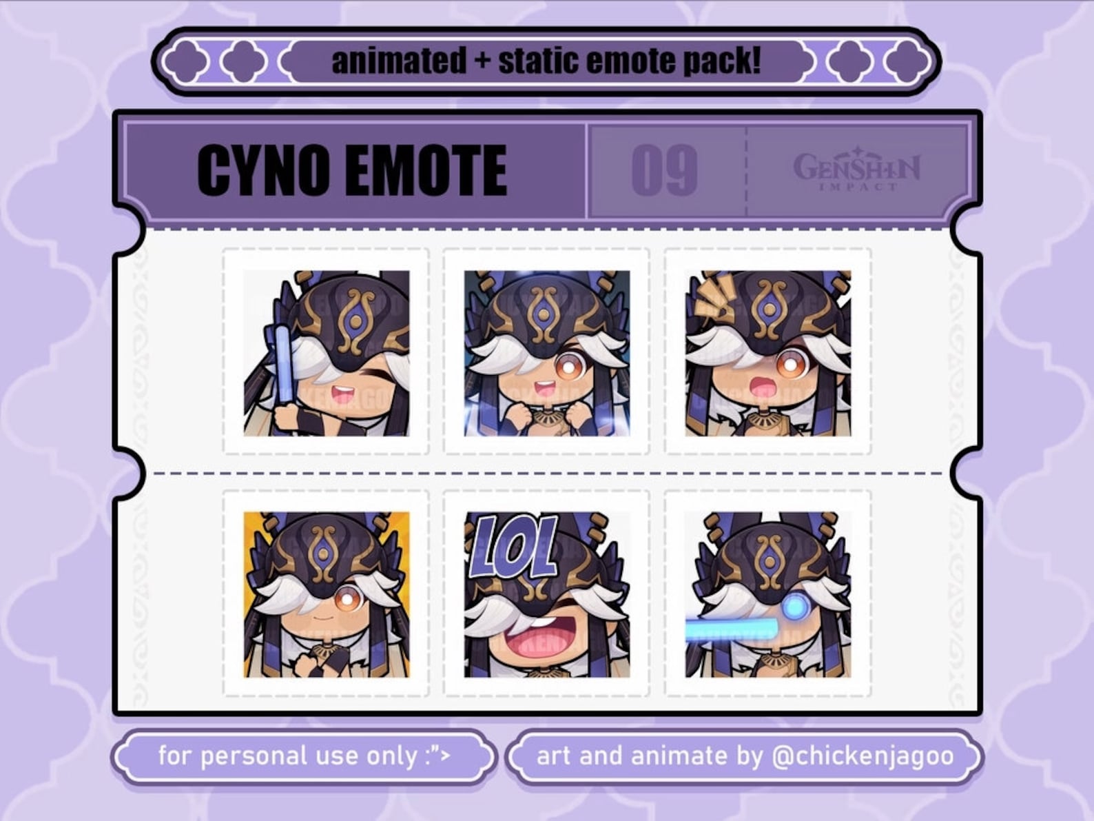 Genshin Cyno Emote Pack 09 Twitch Emote Discord Emote - Etsy