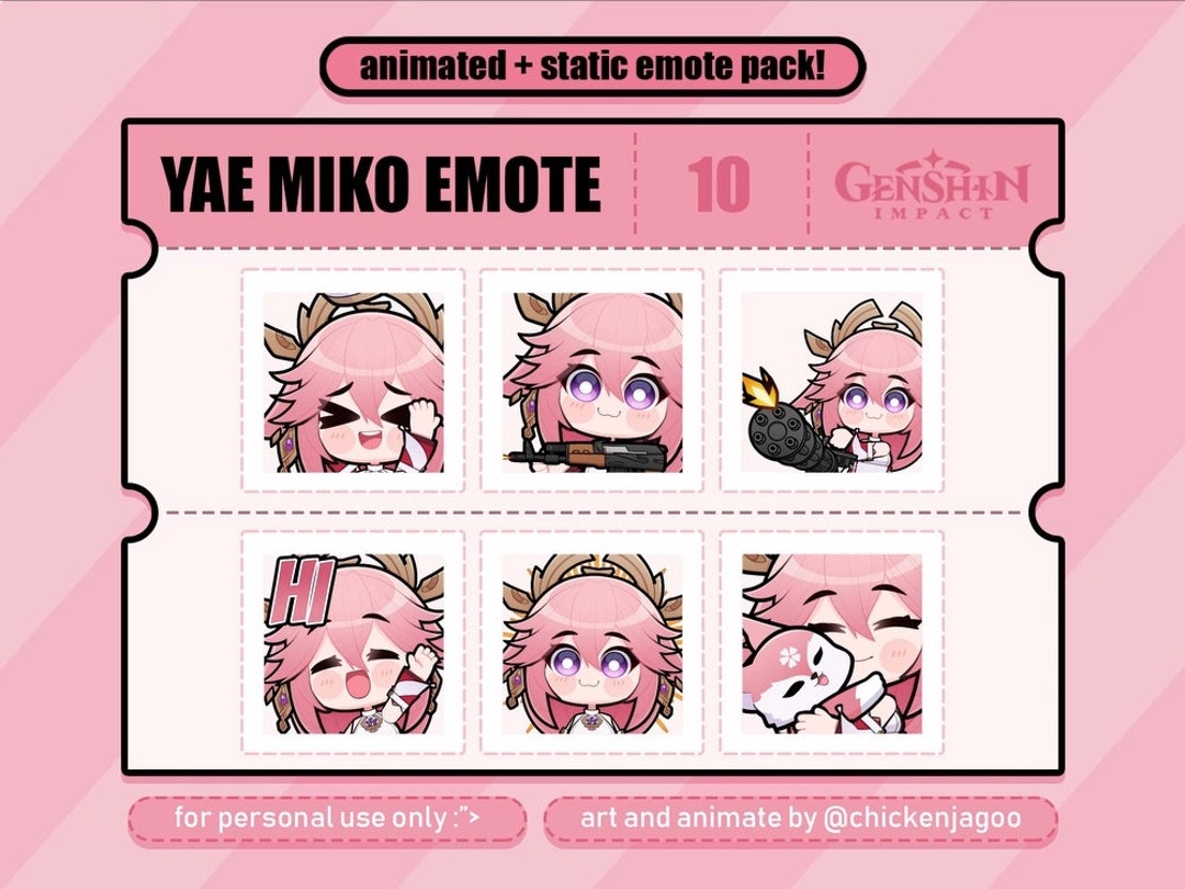 Genshin Yae Miko Emote Pack 10 Twitch Emote Discord Emote - Etsy