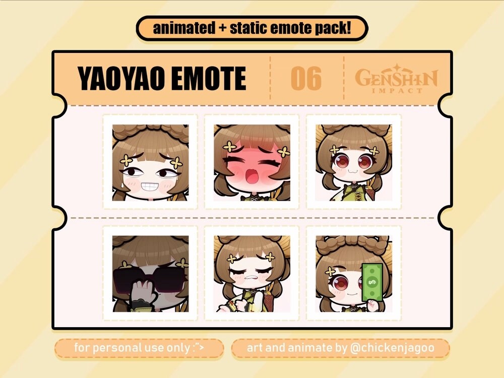 Genshin Yaoyao Emote Pack 06 Twitch Emote Discord Emote - Etsy