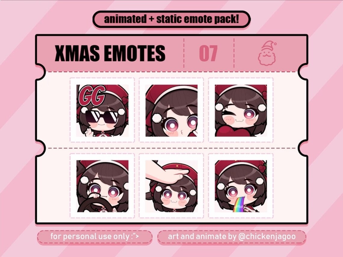 Christmas Animated Emotes Pack 07 Emot Twitch - Etsy